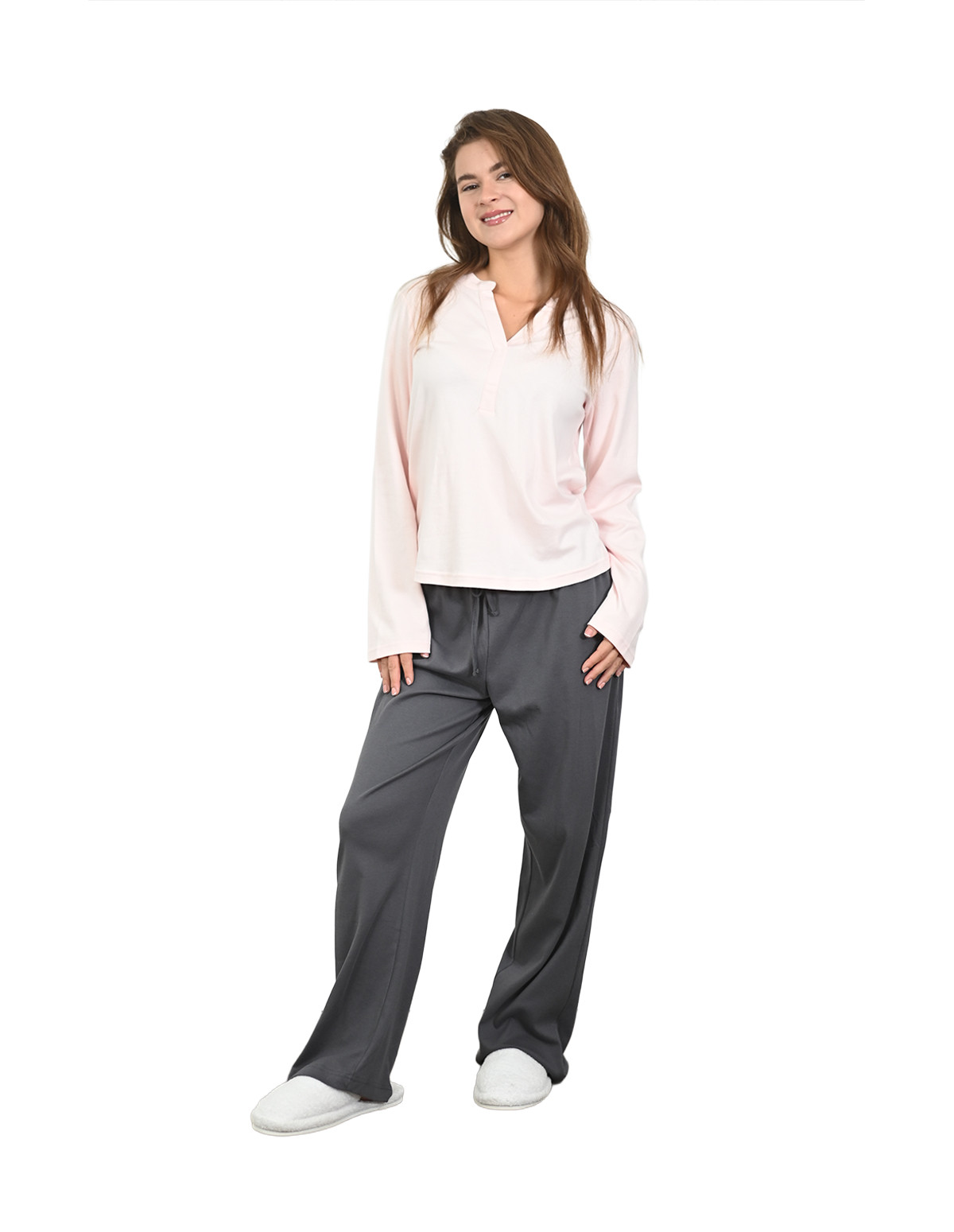 Pyjama femme t-shirt manches longues + pantalon en jersey SHEFFIELD